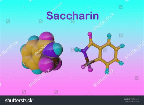 Molecular Structure Saccharin Oldest Artificial Sweetener Stock Illustration