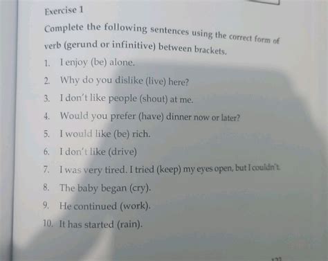 Exercise Complete The Following Sentences Studyx