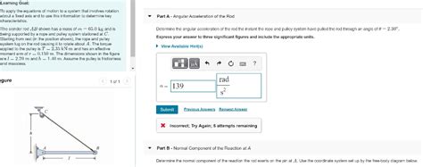 solved part a angular acceleration of the rod learning