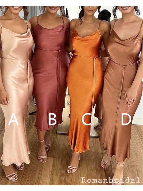 Mismatched Spaghetti Straps Scoop Neck Sheath Bridesmaid Dresses Bg22