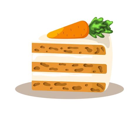 Premium Vector Piece Of Carrot Cake With Icing Vector Illustration