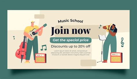 Free Vector Flat Music School Classes And Education Horizontal Sale