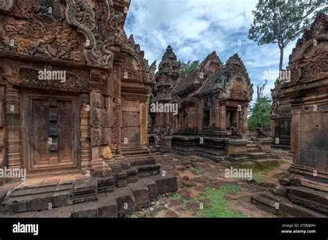 Weathered Stone Structures Of A Khmer Temple Highlight The