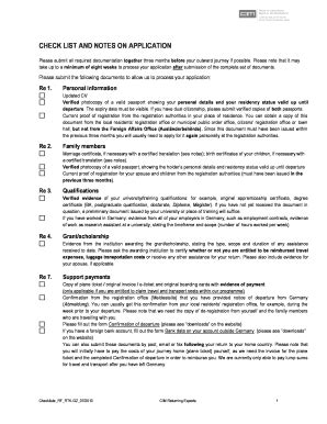 Fillable Online CHECK LIST AND NOTES ON APPLICATION Fax Email Print