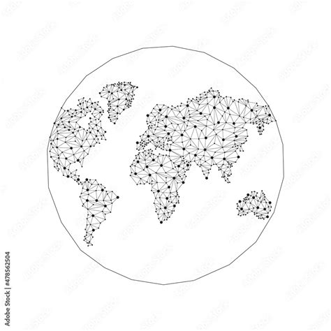 World Map With Connected Triangular Shapes Continuous Earth Line Drawing Symbol Earth Globe