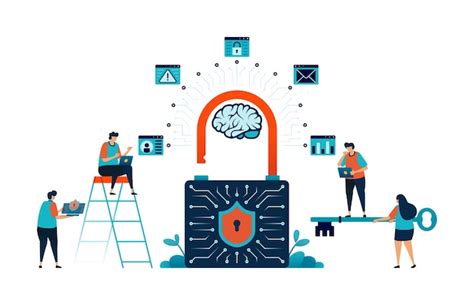 Ai 기술을 사용한 네트워크 데이터 통신 경고 경고에서 Ai를 사용한 보안 보호 및 방어의 인공 지능 그림 모바일 앱 웹 사이트