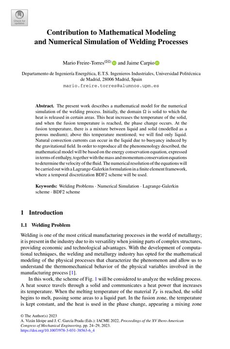 PDF Contribution To Mathematical Modeling And Numerical Simulation Of Welding Processes