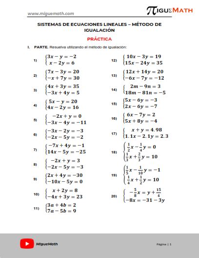 MÉtodo De IgualaciÓn Miguemath