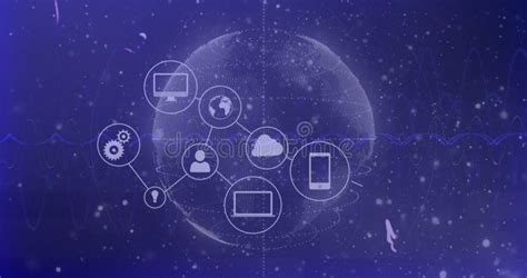 Animation Of Digital Network Icons With Globe Binary Code And Data Visualization Stock Footage