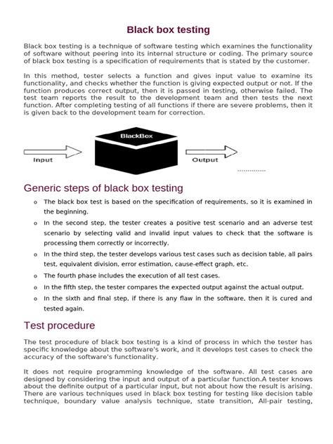 Black Box Testing Pdf Software Testing Software Engineering