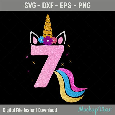 Unicorn 7 Birthday Girl Svg Seventh Birthday Baby Girl Svg 7 Years