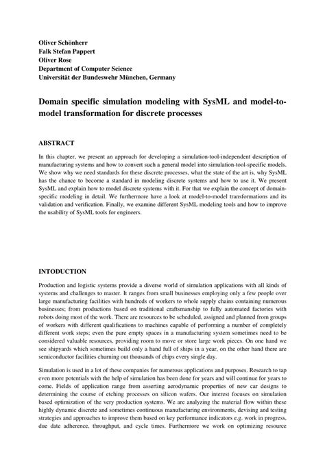 pdf domain specific simulation modeling with sysml and model to model