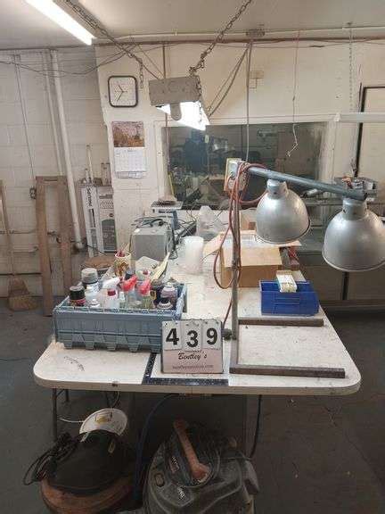 4 X 98 Wood Table W Storage Underneath Container Full Of Plastic
