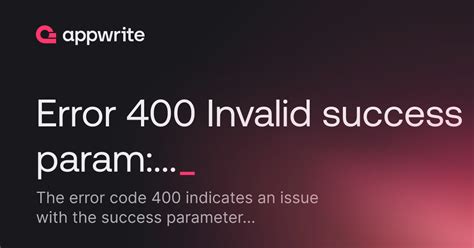 Error 400 Invalid Success Param Url Host Must Be One Of Localhost