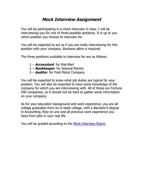 Mock Interview Assignment