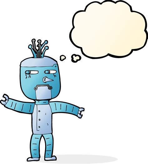 Cartoon Robot With Thought Bubble Vector Art At Vecteezy