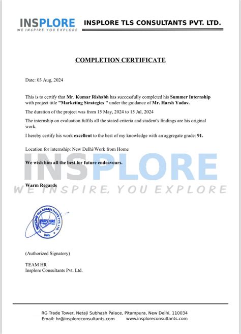 Internship Completed Kumar Rishabh