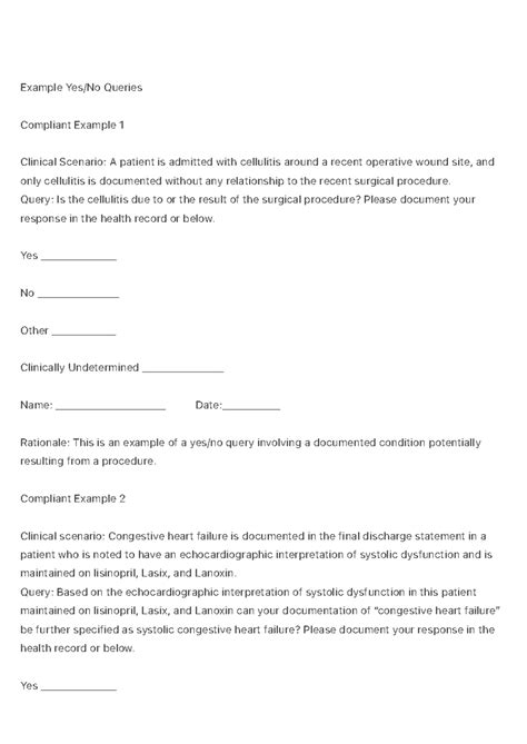 Query Science Example Yes No Queries Compliant Example 1 Clinical Scenario A Patient Is