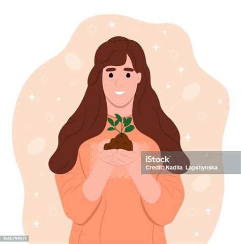 세계 토양의 날은 매년 12 월 5 일에 개최됩니다 소녀는 녹색 식물을 손에 들고 있습니다 산림 복원 나무 심기 재조림 환경의