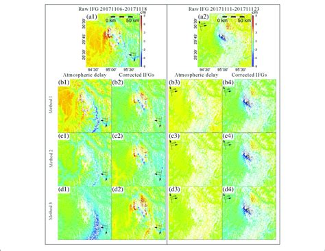 A1 A2 Uncorrected Dinsar Los Deformation Positive Away From The Download Scientific