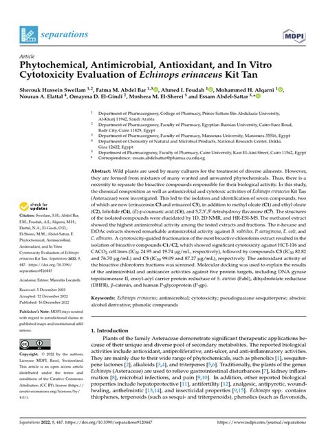 Phytochemical Antimicrobial Antioxidant And In Vitro Cytotoxicity