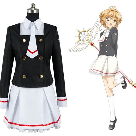 Cardcaptor Sakura Kinomoto Cosplay Costume School Girl Uniform Dress