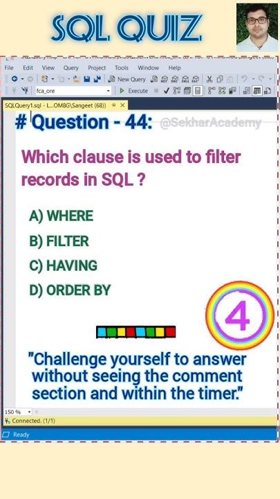 Sql Quiz 44 Sql Mysql Coding Quiz Interview Quiz Shorts Viralvideo Reels