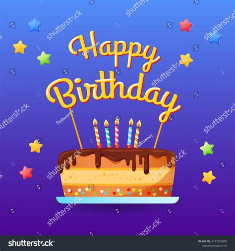 Bright Happy Birthday Card Cartoon Illustration Royalty Free Stock