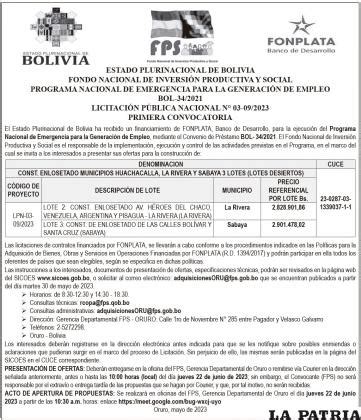 FONDO NACIONAL DE INVERSI N PRODUCTIVA Y SOCIAL PROGRAMA NACIONAL DE