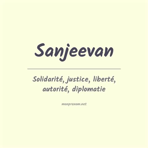 Signification Du Prénom Sanjeevan