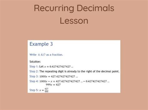Recurring Decimals Lesson Teaching Resources