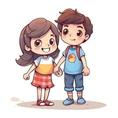 Adorable Cartoon Siblings Vectors And Illustrations For Free Download