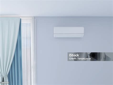 벽에 에어컨 3d 렌더링 3d 그림 에어컨에 대한 스톡 사진 및 기타 이미지 에어컨 실내 커튼 Istock