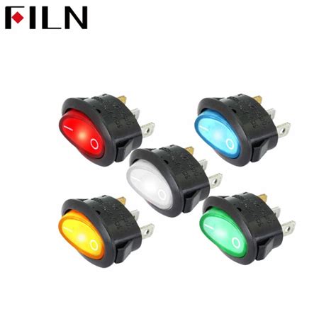 Filn 3 핀 조명 원형 로커 스위치 다양한 색상