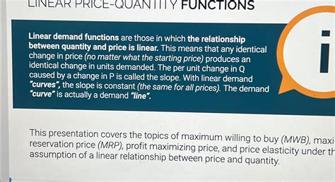 Solved Linear Demand Functions Are Those In Which The