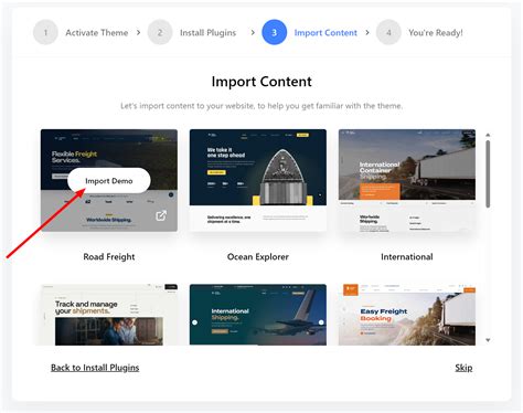 Importing A Full Demo Hub Theme Documentation