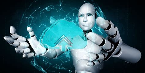 Ai Robot Using Cloud Computing Technology To Store Data On Online