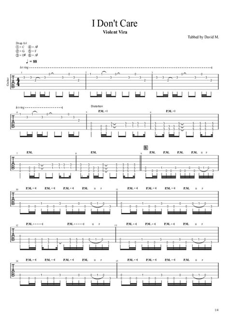 I Don T Care Tab Violent Vira Paidtabs Com