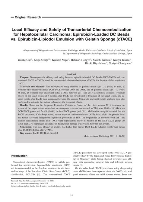 Pdf Local Efficacy And Safety Of Transarterial Chemoembolization For Hepatocellular Carcinoma