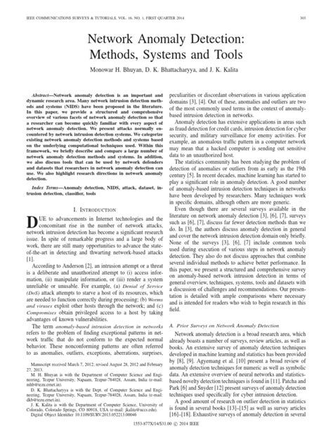 Network Anomaly Detection Methods Systems And Tools Pdf Information Security Computer Network