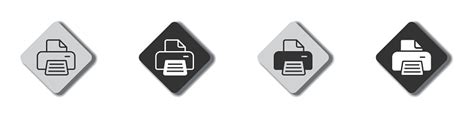 Icône De Limprimante Sur Un Bouton Plat Avec Ombre Illustration