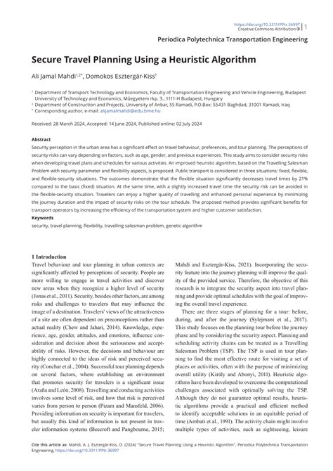 Pdf Secure Travel Planning Using A Heuristic Algorithm