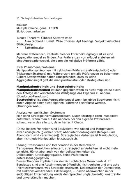 10 Mitschrift Vorlesungsnotizen 10 Politische Theorie 1 LMU