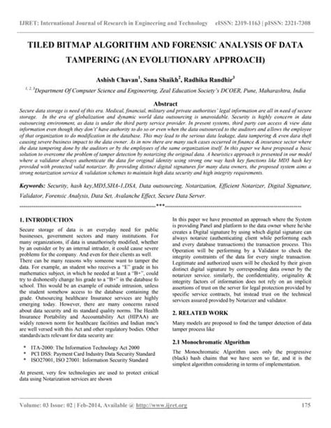 Tiled Bitmap Algorithm And Forensic Analysis Of Data Tampering An Evolutionary Approach Pdf