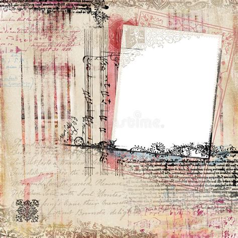 Grungy Vintage Floral Damask Scrapbook Frame Stock Illustration