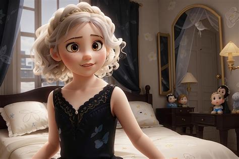 Premium Photo Low Brow Art 8 Yr Old Girl In Mansion Bedroom Dancing Dressed In Black Velvet