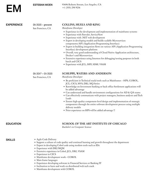 Mainframe Developer Resume Samples Velvet Jobs
