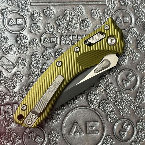 Microtech Amphibian Ram Lok S E Fluted Od Green Aluminum Black Serrated