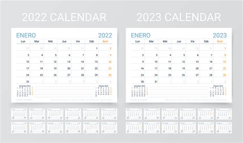 스페인어 2022 2023 달력 플래너 템플릿 벡터 일러스트레이션 테이블 일정 그리드 달력에 대한 스톡 벡터 아트 및 기타 이미지 Istock