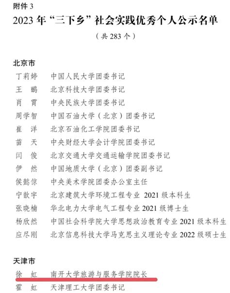 徐虹院长获评2023年全国“三下乡”社会实践优秀个人 旅游与服务学院主页